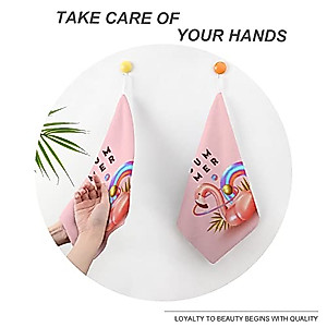 Lurnise Hand Towel Flamingo Donut Hand Towels Dish Towel Lanyard Design for Bathroom Kitchen Sports