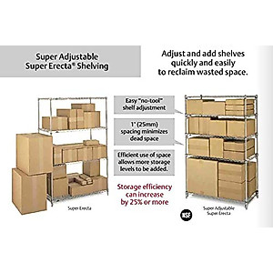 METRO A1436NC Super Erecta Super Adjustable Industrial Wire Shelving, Chrome, 14" x 36", Pack of 4