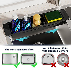 NiHome 17.5’’x15.3’’ Roll Up Dish Drying Rack with Side Utensil Holder Tray Over Sink Detachable Foldable Collapsible Stainless Steel Multipurpose Kitchen Drainer (Black)