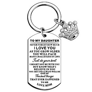 To My Daughter Keychain Daughter Gifts from Mom small Gifts for Daughter Teen Girls Birthday Easter Christmas Gifts Stocking Stuffers