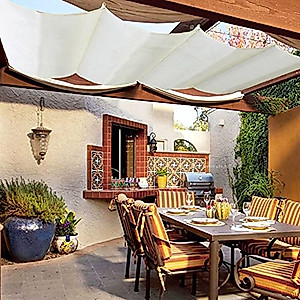 LXLIGHTS Retractable Wave Shade Sails, Easy to Install Sun Protection Awning, HDPE Ventilation Fabric U Shaped Sliding Roller Blind for Patio Roof Shade Canopy Cover