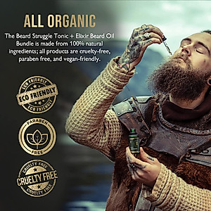 The Beard Struggle Tonic + Elixir Beard Oil Bundle - Gold Collection - Grooming Beard Oil - Softens, Moisturizers, and Strengthens Beard Growth - Pack of 2, Valhalla's Gates