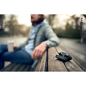 Philips T3217 True Wireless Headphones with Dual-mic Environmental Noise Cancellation for Clear Calls and IPX5 Water Resistance, Black (TAT3217BK/00)
