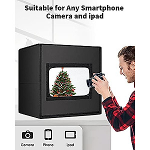 Glendan Light Box Photography, Portable Photo Studio Light Box, 16" x 16" Professional Dimmable Shooting Tent Kit with 216 LED Table Top Light & 6 Backdrops Photo Box for Product Photography