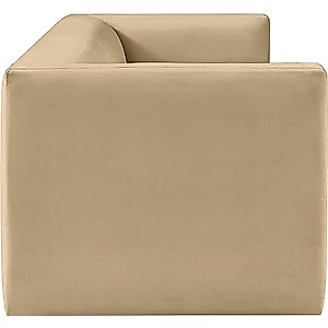 Meridian Furniture 665Camel-S Henson Collection Modern | Contemporary Velvet Upholstered Sofa with Soft Camel Velvet, Solid Wood Frame, 89.5" W x 34.5" D x 28" H, Camel