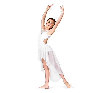 Girls Performance Twinkle Mesh High-Low Tank Dress TW315NUDL Nude Large