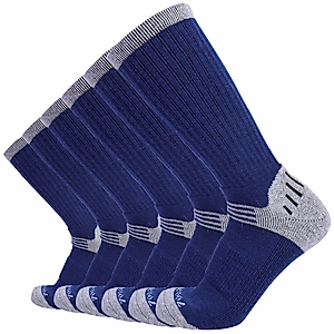 EnerWear 6P Pack Men's Merino Wool Blended Hiking Trail Socks (US 10-13, Blue)
