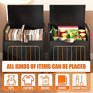 Aenuert Kids Storage Chests & Trunks Black Toy Storage Chests, Small Cube Storage Box Organizer,Wooden Storage Bin With Handle For Store Toy Books Clothes,Small Square Nightstand For Entryway,Bedroom