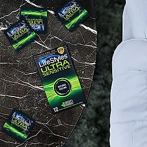 LifeStyles Ultra Sensitive Natural Feeling Lubricated Latex Condoms, 12 Count (Packaging May Vary)