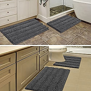 H.VERSAILTEX Item Striped Chenille Rug Pack 2-20" x 32"/17" x 24" and Pack 2-20" x 32"/20" x 20" Bundle
