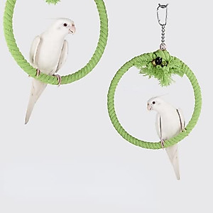 Barn Eleven Bird Swing, Cage Hanging Toys Cotton Rope Swing Bite Resistance Perches Bird Cage Perches Toy Parrot Toy Boredom Breaker for Budgie, Cockatiels, Conures, Finches, Small Parakeets (Green)