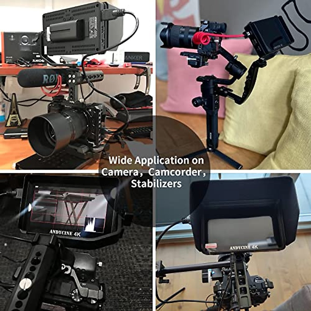 ANDYCINE A6 Plus 5.5 Inch Touch Screen Camera Field Monitor 1920x1080 resolution accept the 4K HDMI Signal Support 3D Lut，Waveform，Camera Focus Monitor With Battery,Carry Case,Sunshade