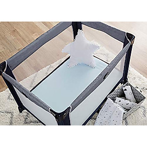 American Baby Company 3 Pack Printed 100% Natural Cotton Jersey Knit Fitted Pack N Play Playard Sheet, Blue Star/Zigzag, Soft Breathable, for Boys and Girls