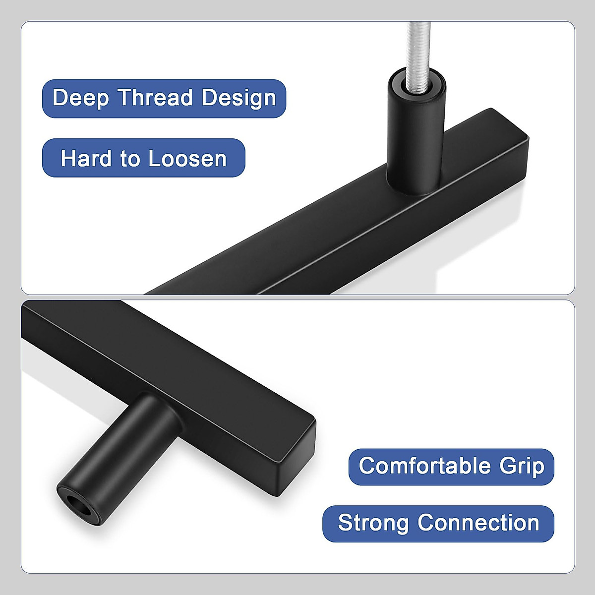 Onateel 30 Pack 5 Inch Matte Black Cabinet Pulls Stainless Steel Cabinet Handles, 3 Inch Hole Center Drawer Pulls Kitchen Cabinet Hardware