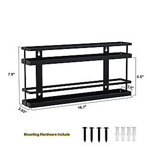MEIQIHOME 4 Tier Spice Rack Organizer, Spice Shelf Storage Holder for Kitchen Cabinet Pantry Door Wall Mount, Countertop, Black