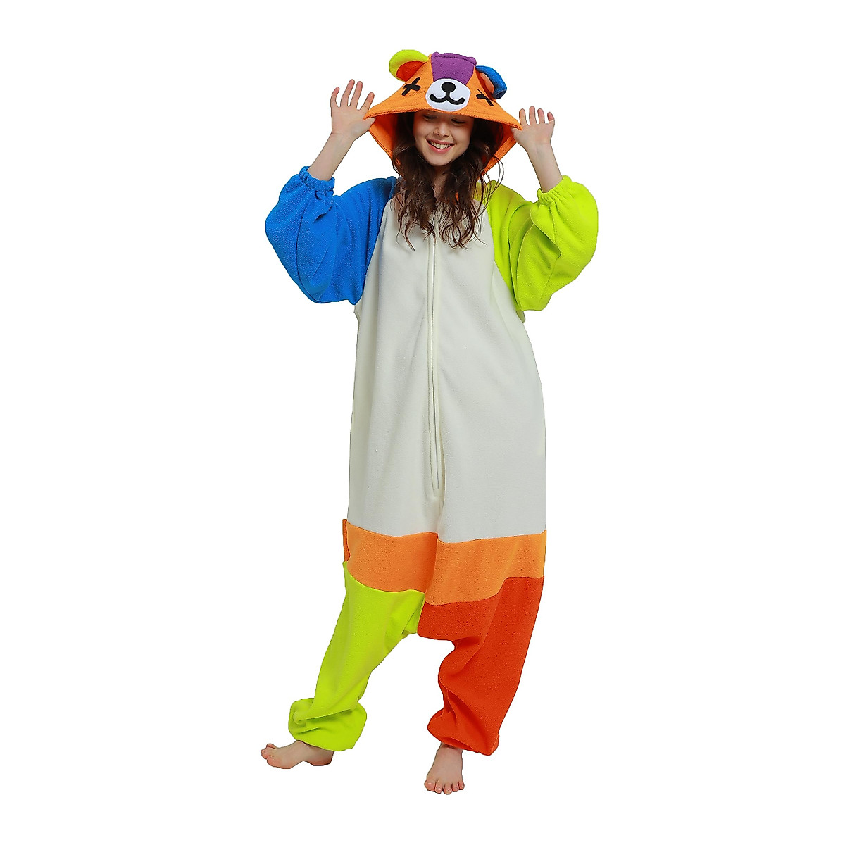 Adult Onesie Bear Halloween Costume Hooded One Piece Pajamas Sleepwear Small
