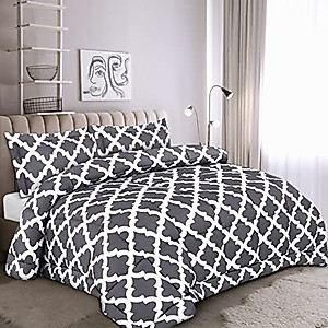 Utopia Bedding - Comforter Set with 2 Pillow Shams - 3 Pieces Bedding Comforter Sets - Down Alternative Comforter - Soft and Comfortable - Machine Washable, Quatrefoil Gray, King
