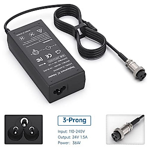 LJO-EEIH 24V 1.5A Battery Charger for Razor E100 E200 E300 MX350 MX400 ZR350 E125 E150 E175 E200S E300S E225S E225 E325S E500 PR200;Mini Chopper;Pocket Rocket Sports Mod, and Dirt Quad