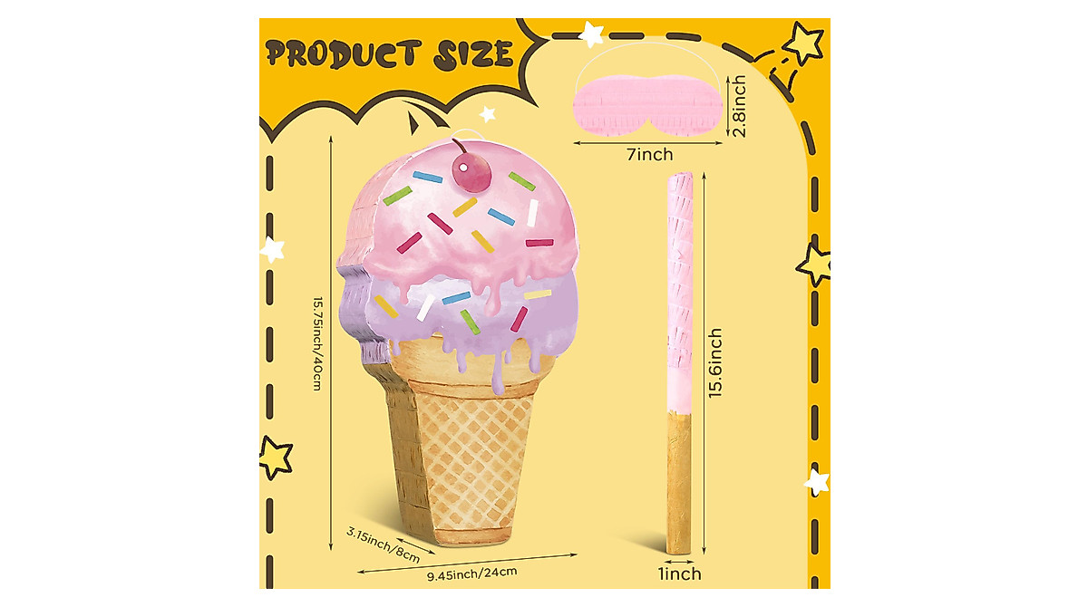 Ice Cream Piñata - Cone-Shaped Party Decor for Summer Celebrations