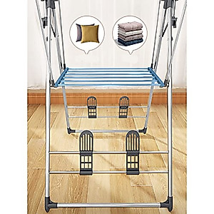 YIFEI2013-SHOP Folding Drying Rack Floor Drying Rack Folding Stainless Steel Indoor Home Balcony Outdoor Drying Quilt Lift Telescopic Rod Can Dry Shoes Design Collapsible Drying Rack