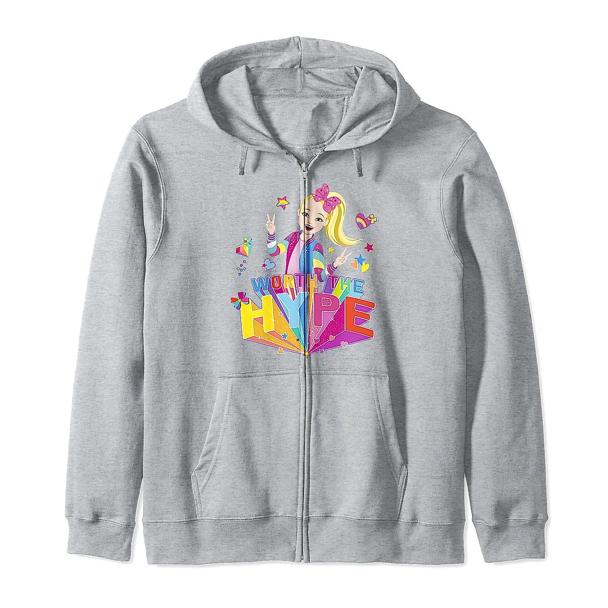 JoJo Siwa Worth The Hype Rainbow Text Zip Hoodie