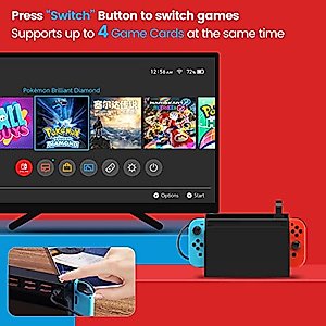 8-in-1 Game Card Reader for Nintendo Switch/Switch OLED Console and Dock, Mutilple Switch Games Reader, Card Storage Holder Accessories (4 Slots for Switching Games + 4 Slots for Storage)