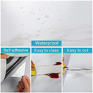 CHICHOME 12''x12'' Peel and Stick Floor Tile White Marble Vinyl Flooring Tiles Self Adhesive Removable Waterproof Floor Tiles Sticker for Living Room Bedroom Bathroom Kitchen (Box of 32 Tiles)