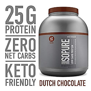 Isopure Whey Isolate Protein Powder with Vitamin C & Zinc for Immune Support, 25g Protein, Low Carb & Keto Friendly, Flavor: Dutch Chocolate, 4.5 Pounds (Packaging May Vary)