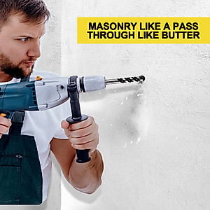 12-PCS Masonry Drill Bit Set & Concrete Drill Bit Set, 1/8 to 1/2 inch Professional Carbide Drill Bits Tip for Glass, Tile, Brick, Cement Concrete Plastic Wood etc. Masonry Drill Bits Set by DYRECELVE