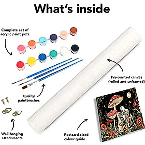 Clendo Mushroom Skull Paint by Numbers for Adults,Skeleton Trippy Flower Plant Paint by Number for Adults Beginner,Hippie Cool Nature Moon Star Acrylic Paint by Numbers for Home Wall Decor Inch16x20