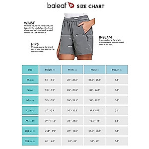 BALEAF Women's 5" Athletic Hiking Shorts Running Zipper Pockets Quick Dry Lightweight for Summer Golf Workout UPF 50+ Dark Grey Size L