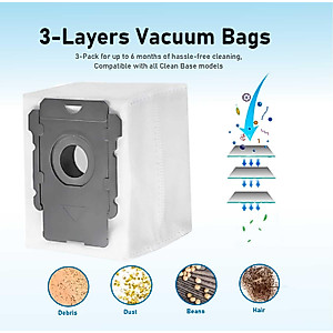 QUPYVB Replacement Parts Compatible for iRobot Roomba J7 J8 i7 i7+ i8 i8+ i3 i3+ i4 i6 i6+ E5 E6 Vacuum Cleaner,1 Set Multi-Surface Rubber Brushes 4 HEPA Filters & 4 Sweeping Brushs & 4 Vacuum Bags