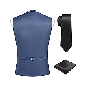 COOFANDY Mens 3 Piece Vest Set Casual Business Waistcoat Suit with Tie Hankie