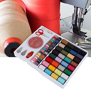 Jeanoko Sewg 64pcs 24×19×2 64pcs Colorful Hand Machine Sewing Thread Set Clothes String Spool Box Fr-197