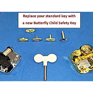 Two Child Safety Butterfly Winding Keys for a Music Box, Large White Key for Musical Movement - - Easy Wind Key - - 2 Extra Long Keys - - Mouse Ears - - Key for Music Box - - Music Box Key