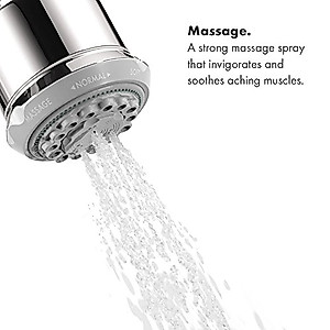 hansgrohe Clubmaster 4-inch Easy Clean Easy Install Showerhead Modern 3-Spray Full, Pulsating Massage, Soft spray with QuickClean in Chrome, 28496001