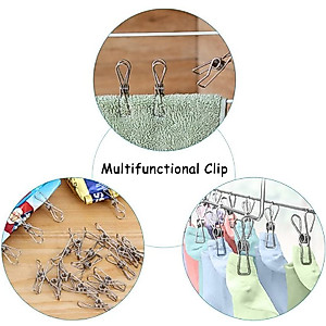 150 Pack Stainless Steel Cloth Pin, Clothesline Hook for Socks Towel Bag Scarfs Hang Drying Rack Tool, Laundry Kitchen Cord Wire Line Clothespins Pegs, File Paper Bookmark S Binder Metal Clip