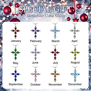 FULULAY Cross Necklace For Women,Sterling Silver Jesus Christian Religious March Birthstone Jewelry