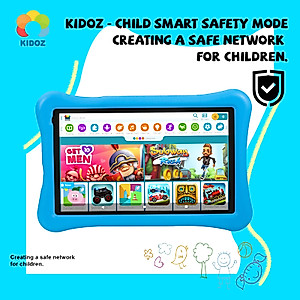 BYTENUC Kids Tablet, 10 inch Tablet for Kids, Kidoz Pre-Installed, Parental Control, 2GB RAM 32GB Storage, Bluetooth, WiFi, Dual Camera, Android Tablet for Kids with Shockproof Case and Stylus