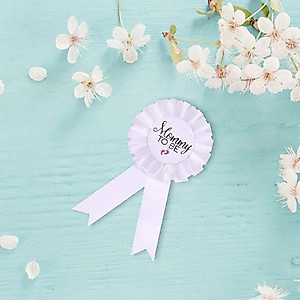 CoolerthingsDG, 1 Mommy to be Tinplate Badge Pin - Baby Shower Button New Mom Gifts Gender Reveals Party Baby Girl White Rosette Button Baby Celebration (White, pink footprint)