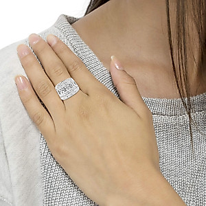 Haus of Brilliance .925 Sterling Silver 2.0 Cttw Round & Baguette Cut Diamond Multi-Row Channel Set Tapered Cocktail Fashion Ring (I-J Color, I3 Clarity) - Size 6