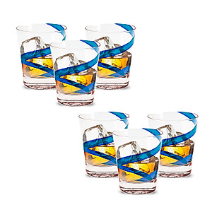Impulse Crazy Rocks Hand-Crafted Glass, Blue, Set of 6