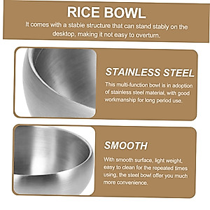 STOBAZA Double Layer Insulation Bowl 4pcs Rice Bowl Serving Bowl Salad Bowl Noodle Bowl Food Bowl Household Silver Stainless Steel Fruit Storage Bowl Kitchen Bowl Stainless Steel Bowl