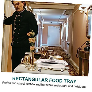 Buffet Server 1Pc Dinner Plate Stainless Steel Rectangular Chafing Dishes for Banquet Cold Food Buffet