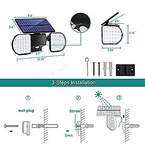 Bebrant Solar Lights Outdoor, 56 LED Motion Sensor Security Lights IP65 Waterproof Solar Flood Lights 360° Adjustable Double-Head Spotlights for Front Door Garden Yard Patio (2 Pack)…
