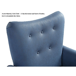 Artechworks Tufted Upholstered Accent Arm Chair with Tech Cloth(Leathaire), Love Shape Single Sofa Club Chair for Living Room, Bedroom, Home Office, Reading/Hosting Room,Blue Color