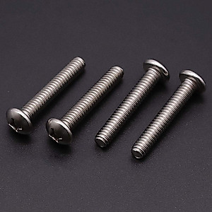 1/4-20 x 2-1/2" inch (25 pcs) Phillips Pan Head Machine Screw Bolt, 304 Stainless Steel 18-8 Rounded Head Screws, UNC Full Thread, Bright Finish