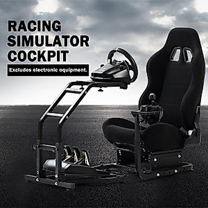 Marada Adjustable Racing Simulator Cockpit with Comfort Racing Seat Fit for Logitech/Thrustmaster G25 G27,G29 G920 G923 T80 T300RS TX F458 T500RS, Race Driving Sim Stand No Steering Wheel/Pedal