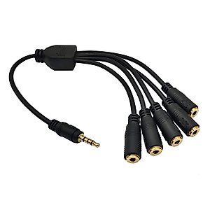 Traovien 3.5mm Splitter Cable, 3.5mm 1/8 inch 4-Pole TRRS Male to Female 1 to 5 Way Audio Stereo Splitter Extension Cable for Headset Audio Splitter (1Pcs)(3.5mm 4pole 1M/5FM)