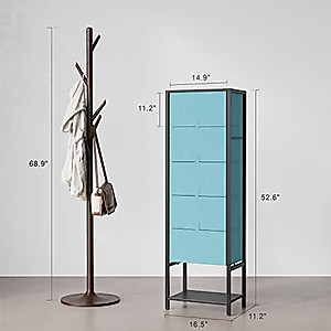 CubiCubi Dresser for Bedroom, Tall Dresser with 5 Drawers Oxford Fabric Dresser, Storage Tower Organizer for Closet, Hallway, Living Room, College Dorm, Steel Frame, Wood Top, Tiffany Blue